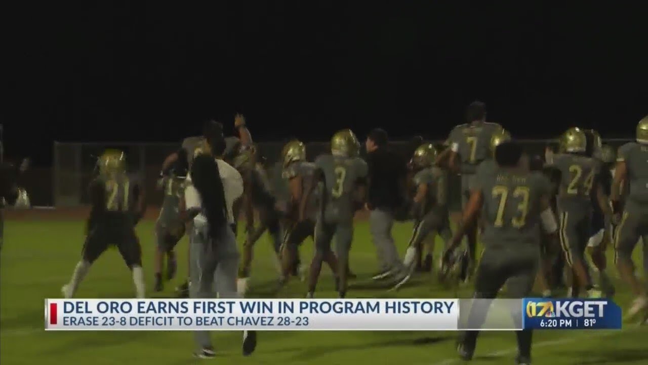 Del Oro HS wins first varsity football game in school's history - YouTube