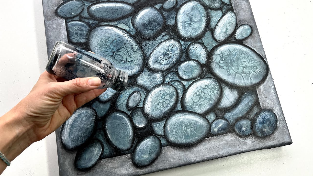 No! Waste paint turned into 3D Stone fluidart painting success - YouTube