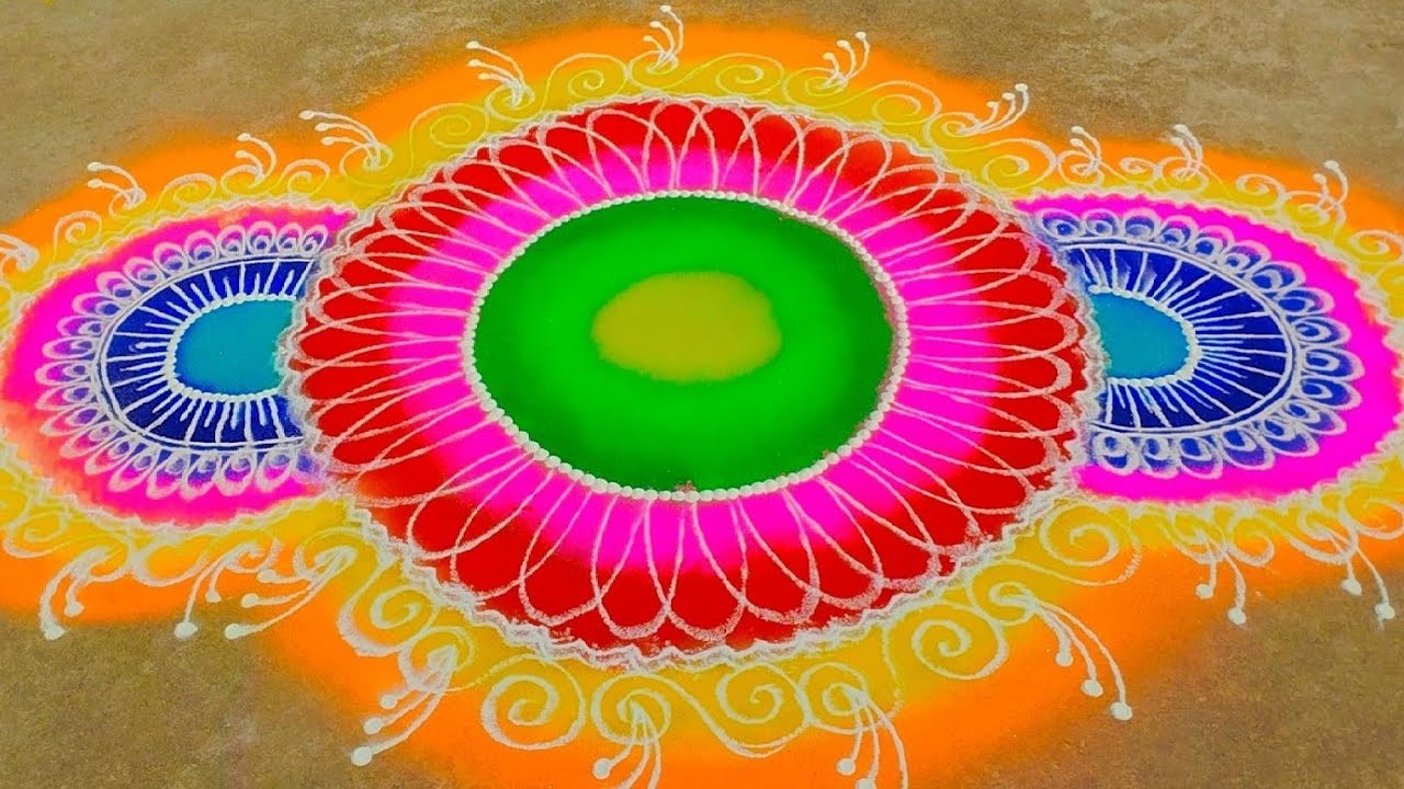 Most Beautiful Mandala Rangoli Design || Attractive freehand design ...