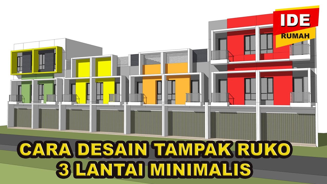 cara desain tampak ruko minimalis modern 2 lantai dan 3 lantai berjajar ...