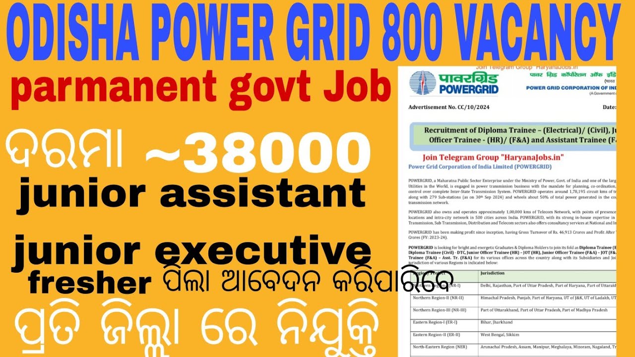 ODISHA POWER GRID 800 VACANCY ପ୍ରତି ଜିଲ୍ଲା ରେ ନିଯୁକ୍ତି||ODISHA POWER ...