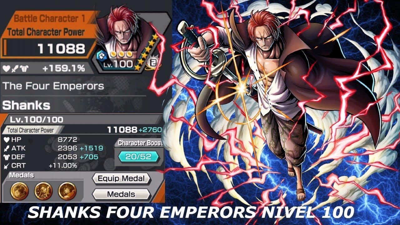 SHANKS THE FOUR EMPERORS NIVEL 100 BUFF GAMEPLAY | ONE PIECE BOUNTY ...