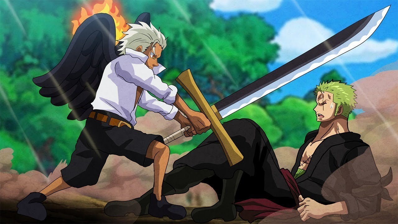 Zoro enfrenta el clon de Mihawk y es derrotado! Zoro contra Seraphim ...