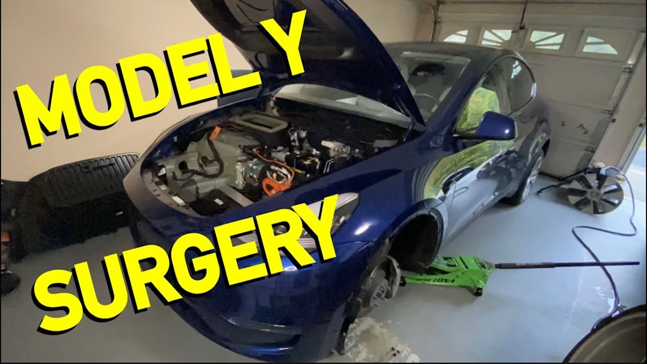 Tesla Model Y Headlight Repair?😬 | DIY Frunk Removal - YouTube