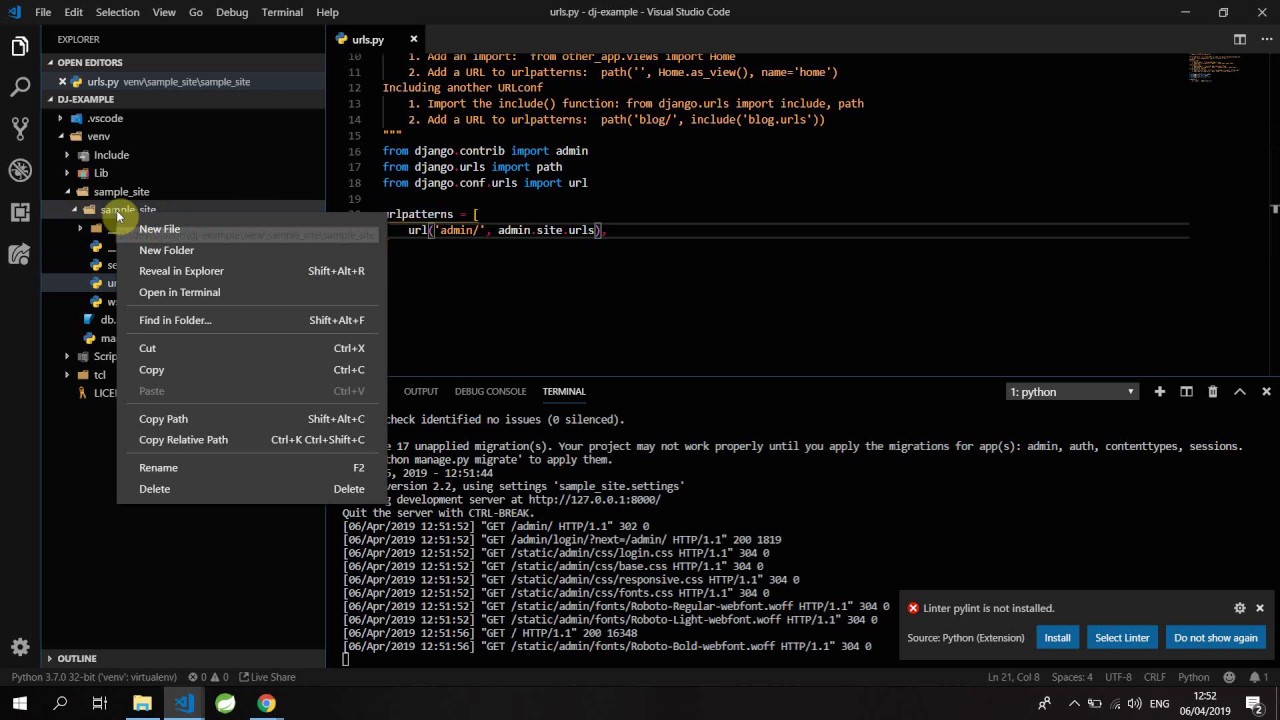 Python Django - 34 - התקנת סביבה ויצירת כתובות - YouTube