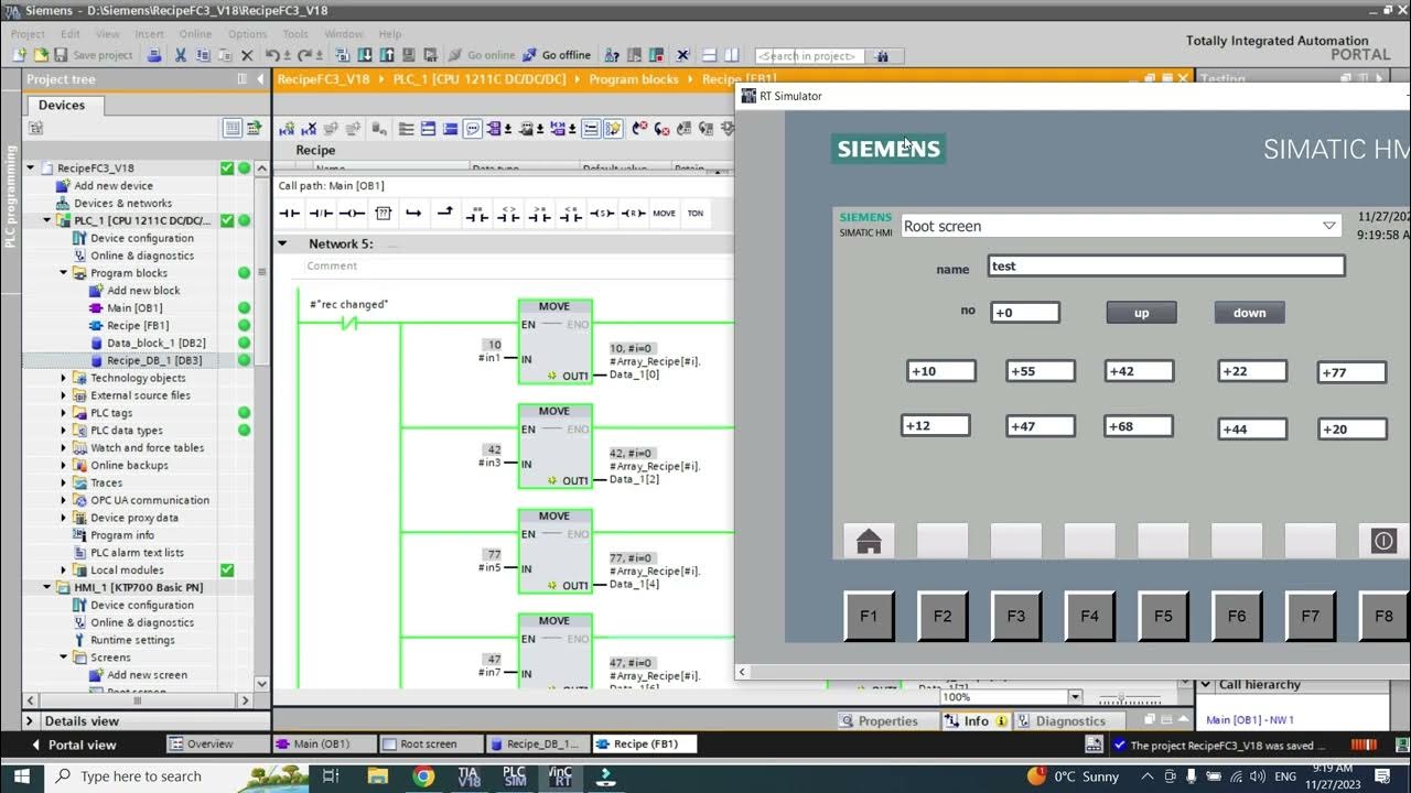 Recipe Program in PLC - TIA PORTAL V18 - YouTube