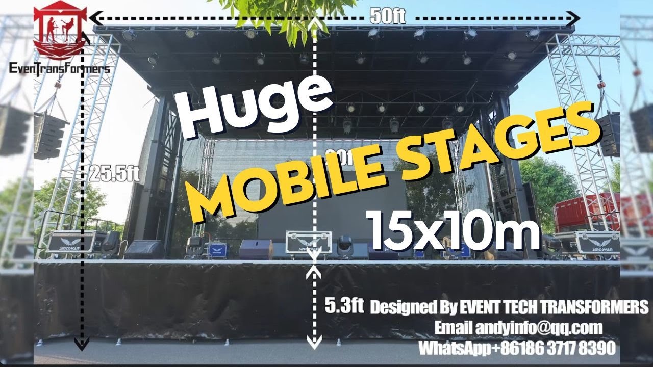 Event Transformers Huge Mobile Stages with 15x10m stage size - YouTube