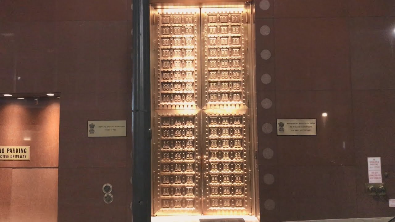 The Iconic Door of India's UN Mission in New York - YouTube