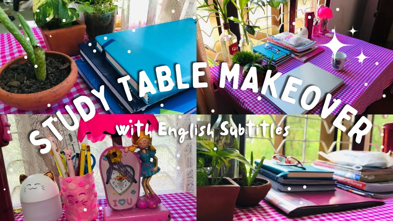 How I madeover my Study Table 🌷 📚| සිංහල | Aesthetic desk makeover | English Sub | Vinu Vlogs ...