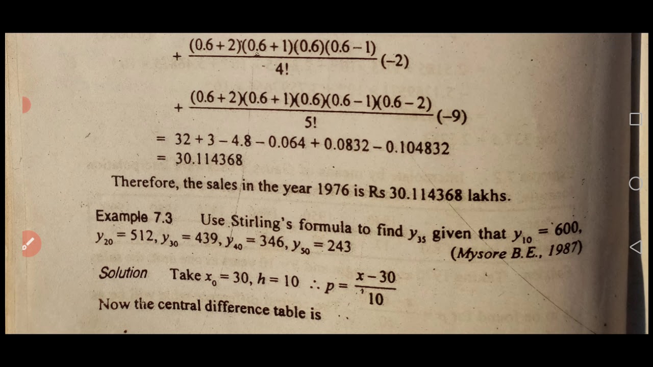 Solved Examples of Stirling's, Bessel's and Laplace Everett's Formula ...