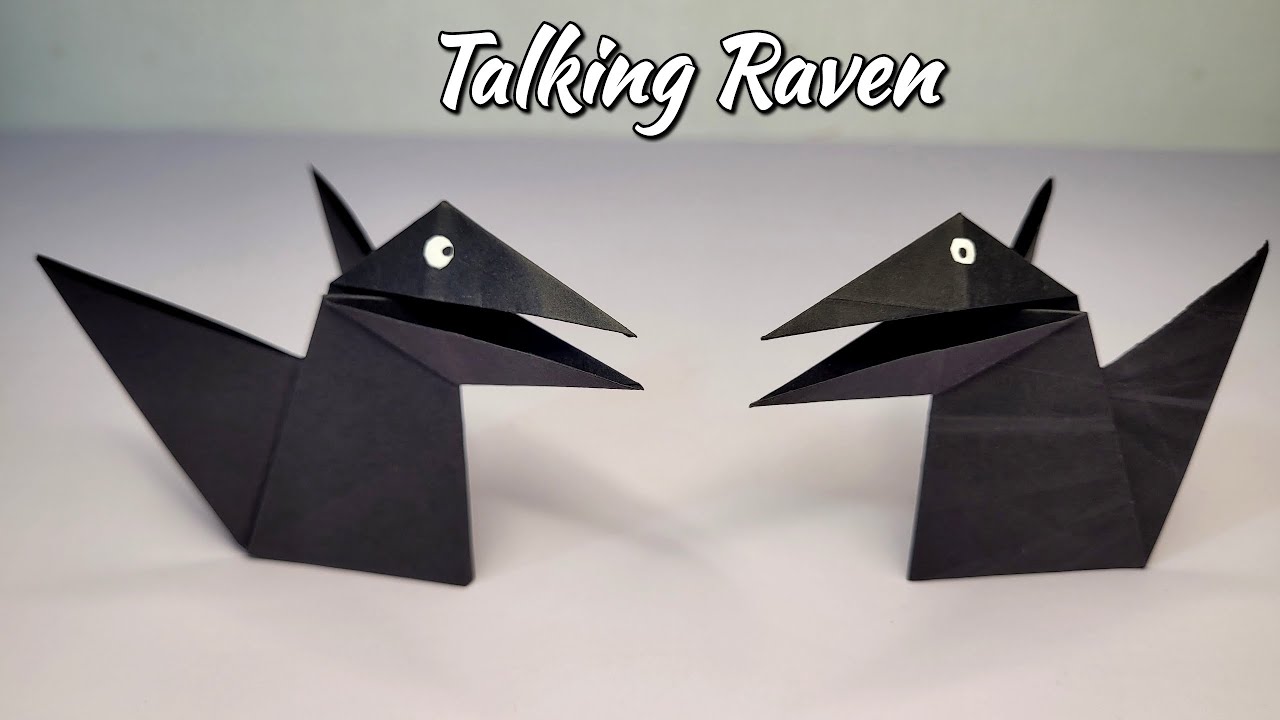 Origami Talking Raven | Easy Paper Talking Crow - YouTube