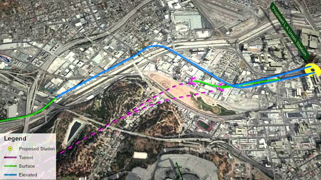 Proposed Burbank to Los Angeles high-speed rail route animation - YouTube