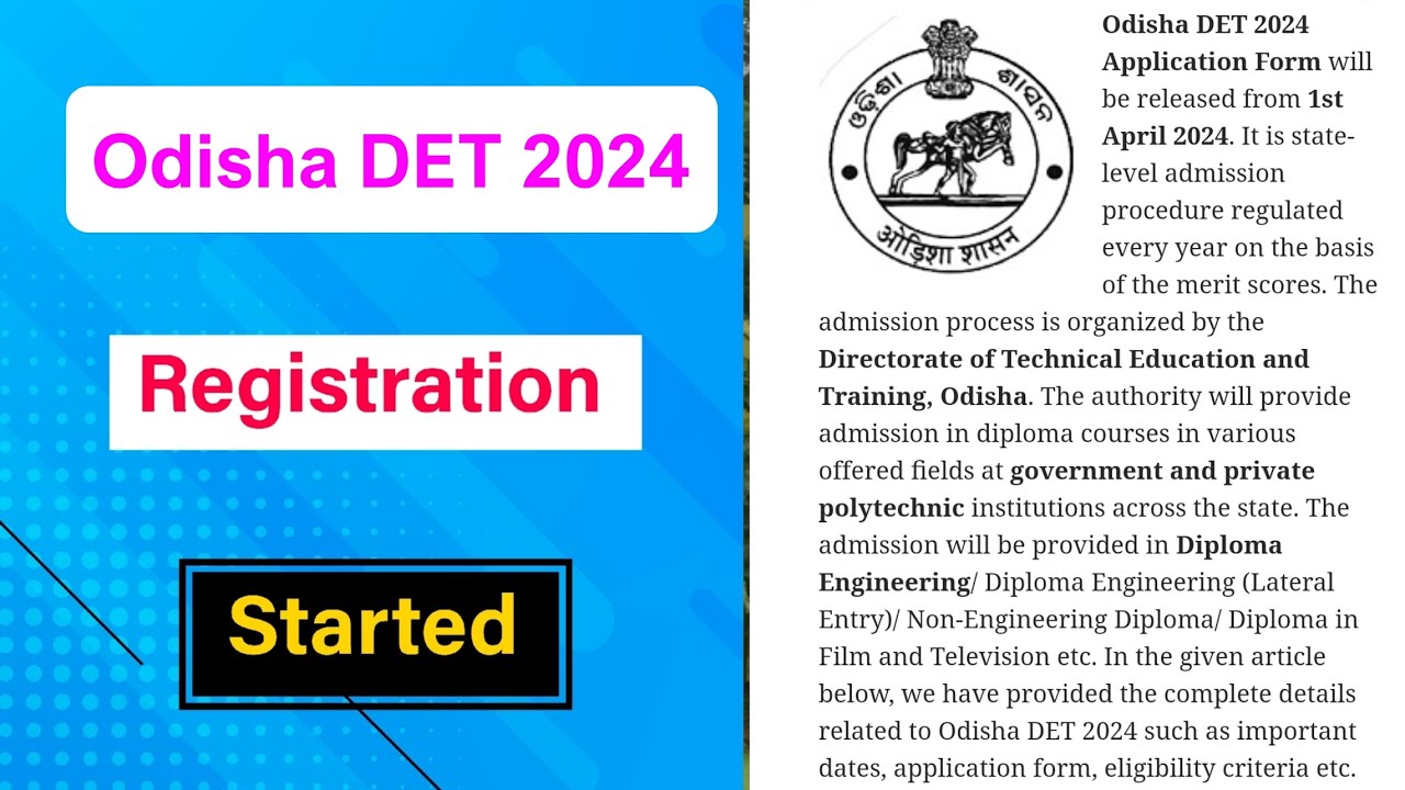 Odisha DET 2024 Registration Started | Odisha DET Application form ...