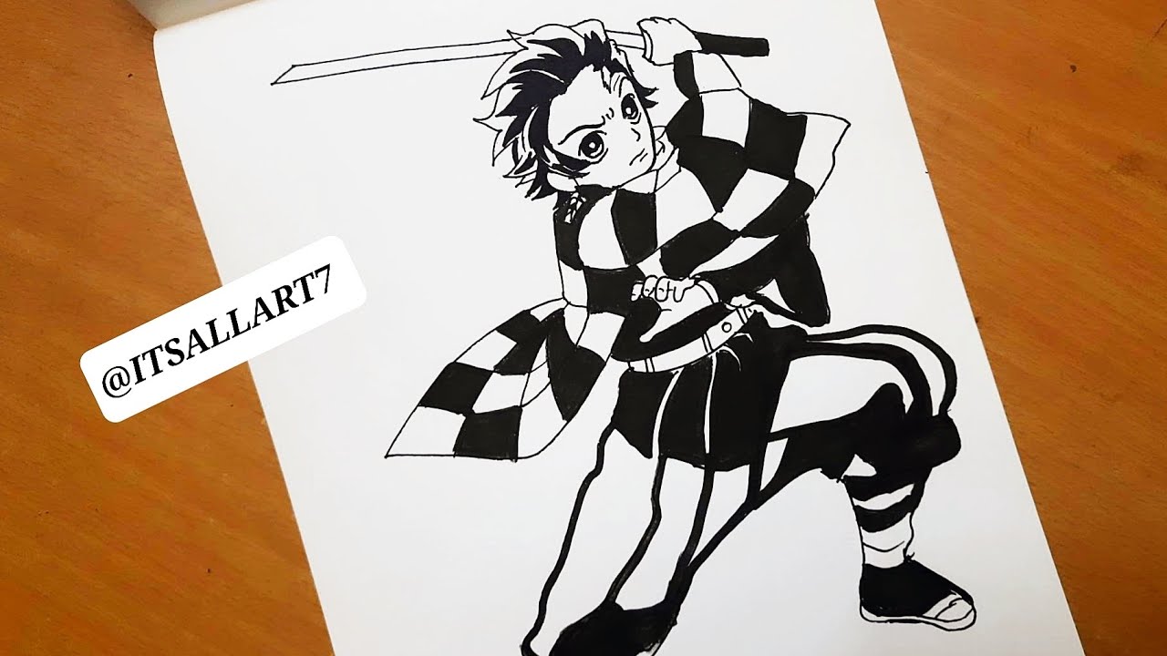 How to draw Tanjiro Kamado full body step by step// How to draw Tanjiro ...