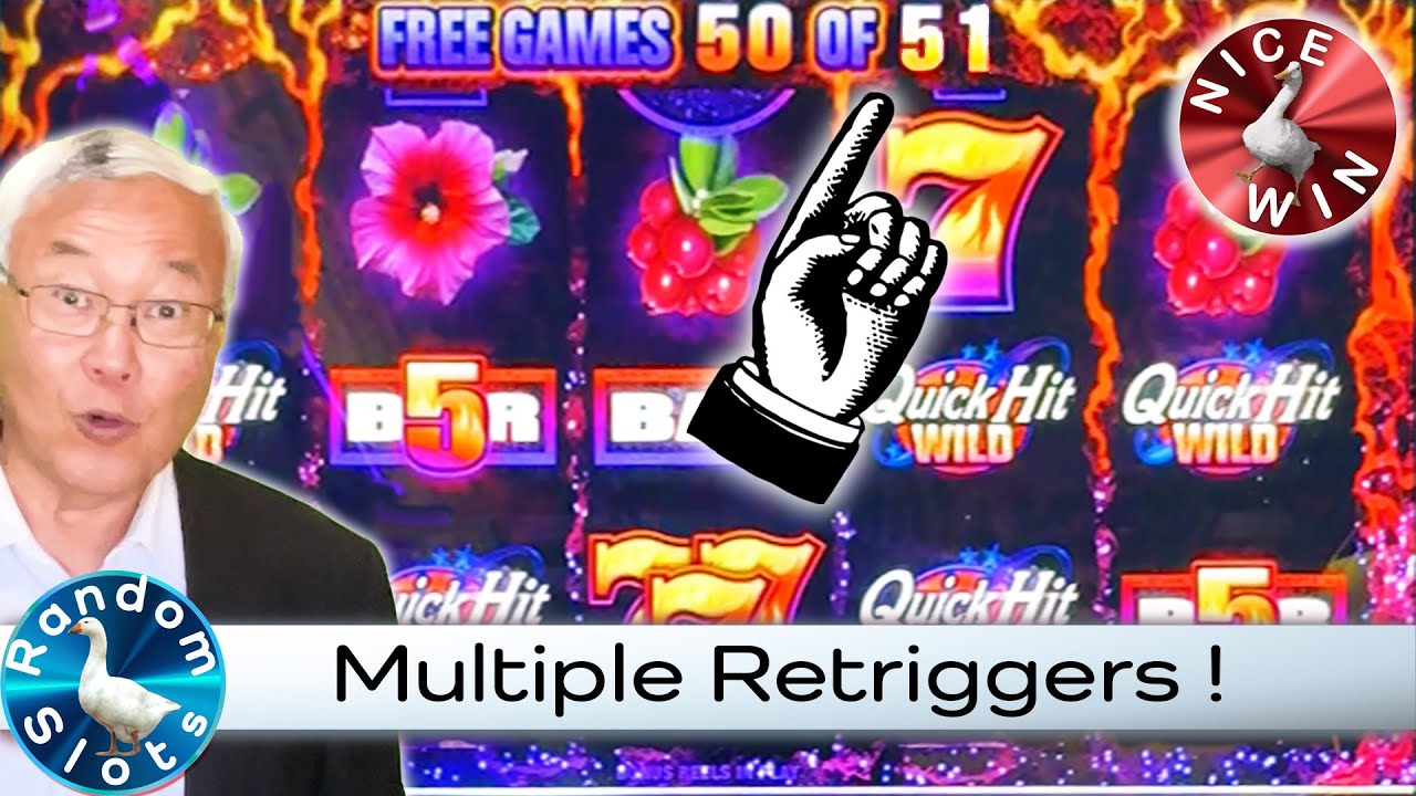 Quick Hit Volcano Slot Machine Multiple Retrigger Big Win Bonus - YouTube