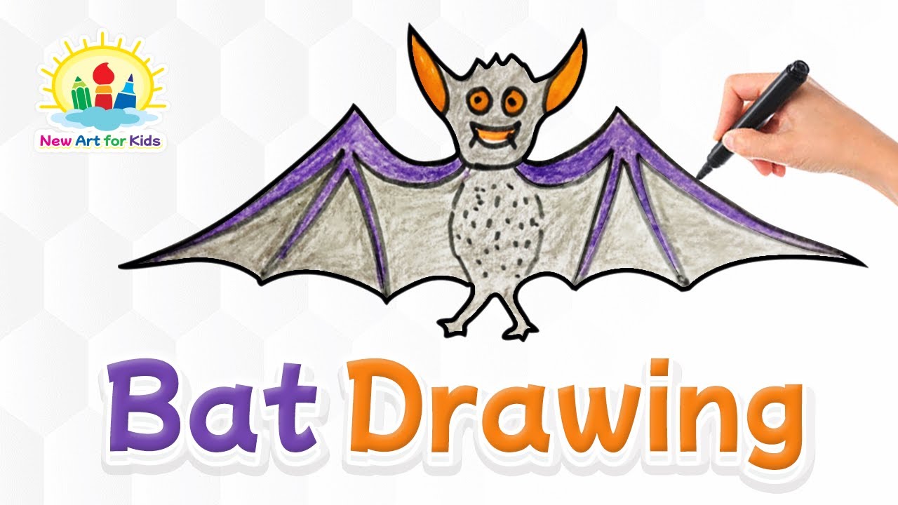 Bat drawing | How to draw a bat | bat drawing for kids | bat drawing ...