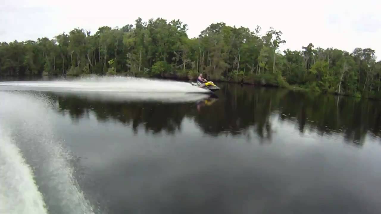 Sea Doo RXP racing down creek - YouTube