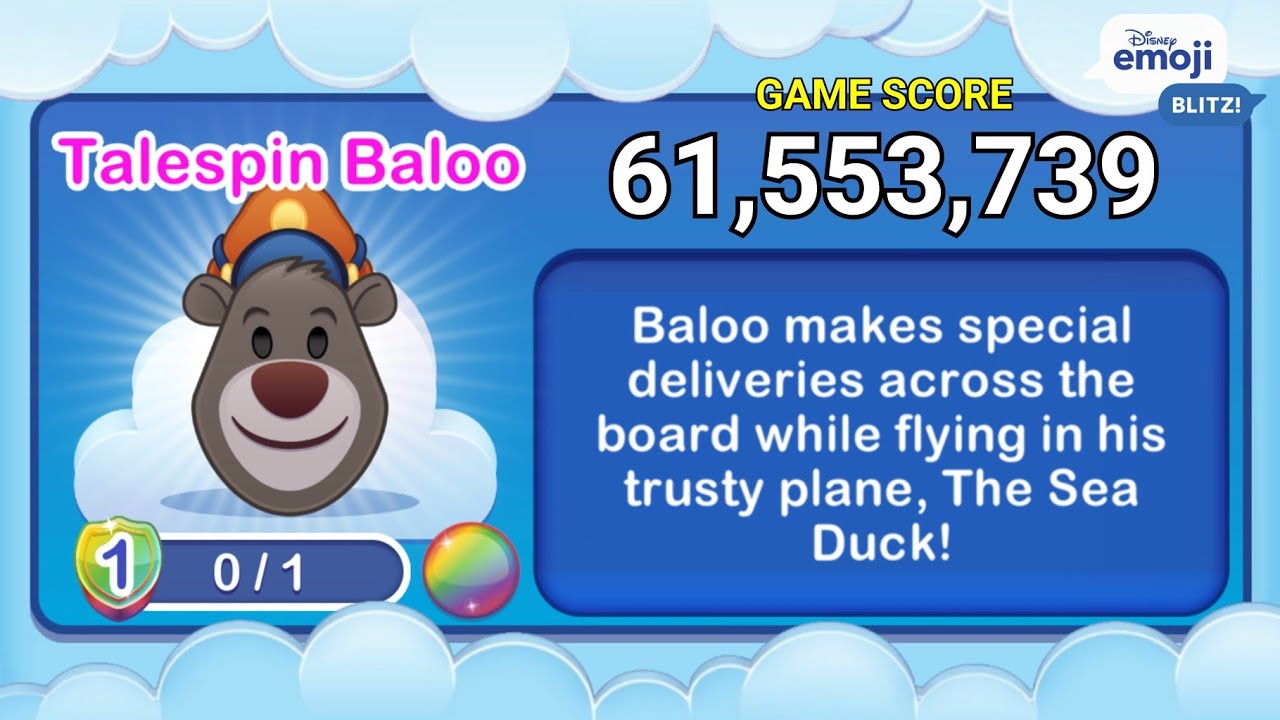 Disney Emoji Blitz TALESPIN BALOO (L1) - Talespin - v64 - YouTube