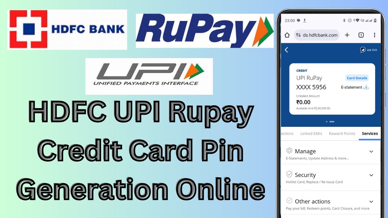 HDFC UPI Rupay Credit Card Pin Generation || HDFC UPI Rupay Credit Card ...