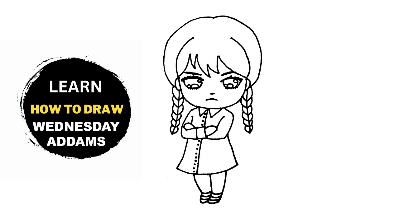 How to Draw Wednesday Addams Drawing Tutorial step by step | Sketch ...