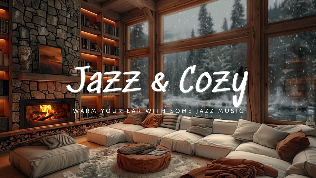 Soothing Jazz In Winter with Fireplace & Relax Background Music in Cozy ...