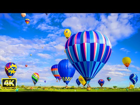 🌞[4K UHD] Beautiful Hot Air Balloon + Relaxing Piano Music - Meditation and  Sleep Study Yoga Music