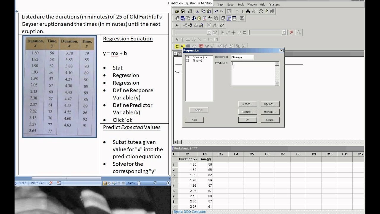 Prediction Equation in Minitab - YouTube