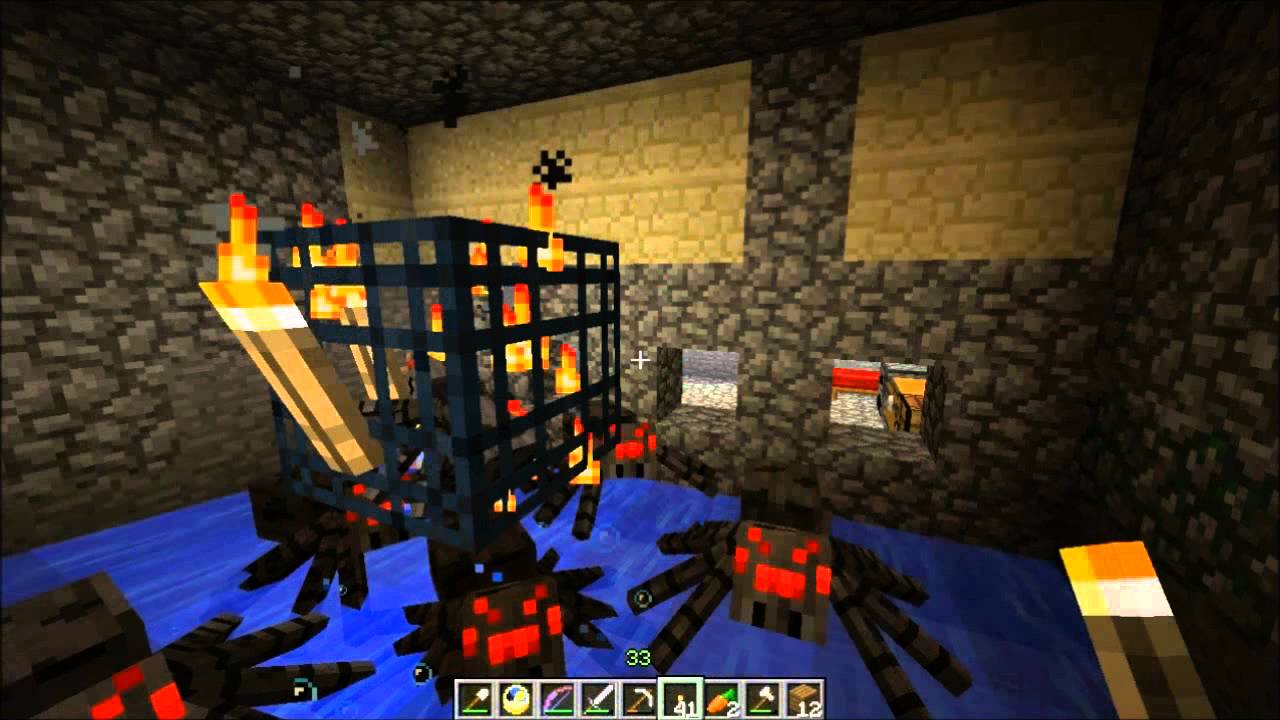 simple mob spawner trap example- my spider spawner trap - YouTube