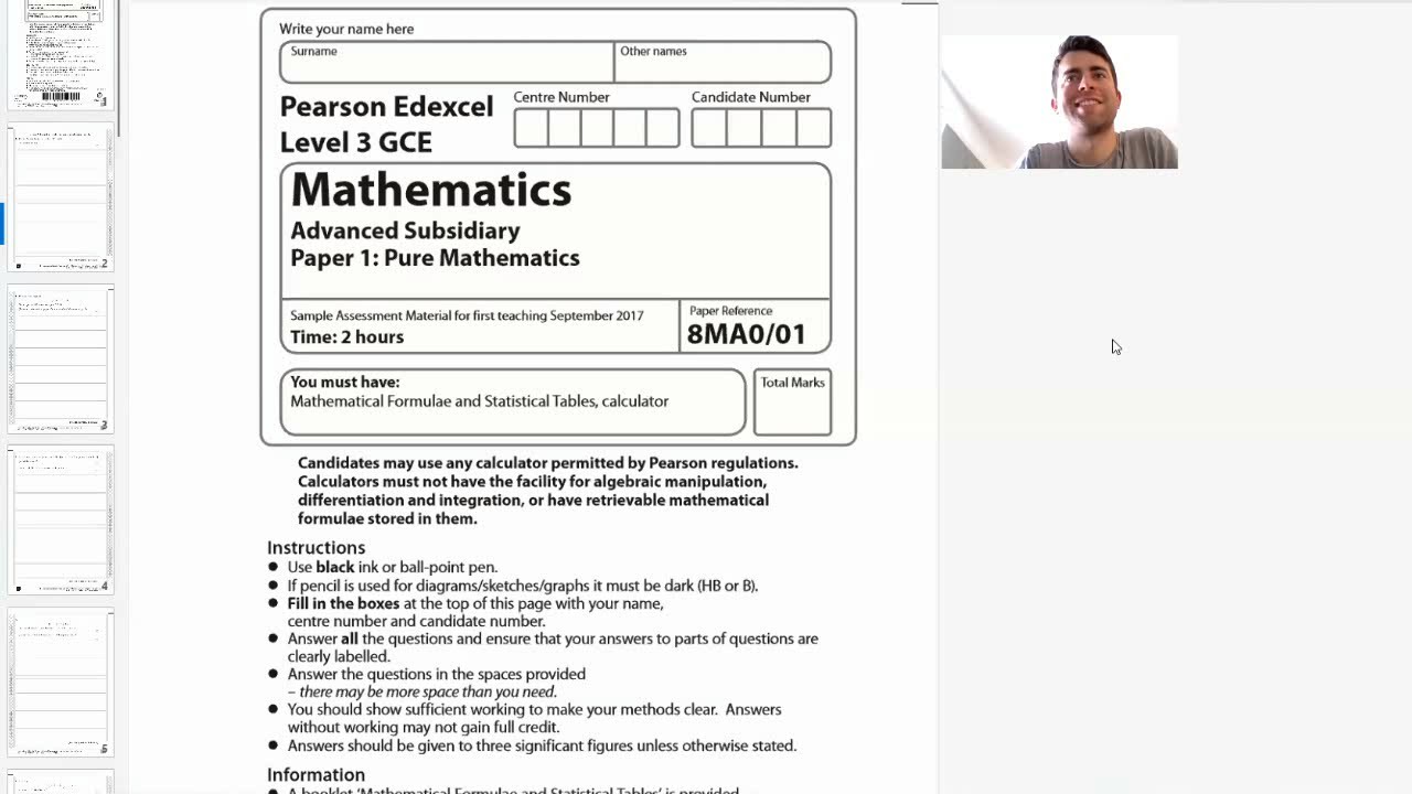 AS Level Maths - Edexcel Sample Assessment Materials - Paper 1 - Hints ...