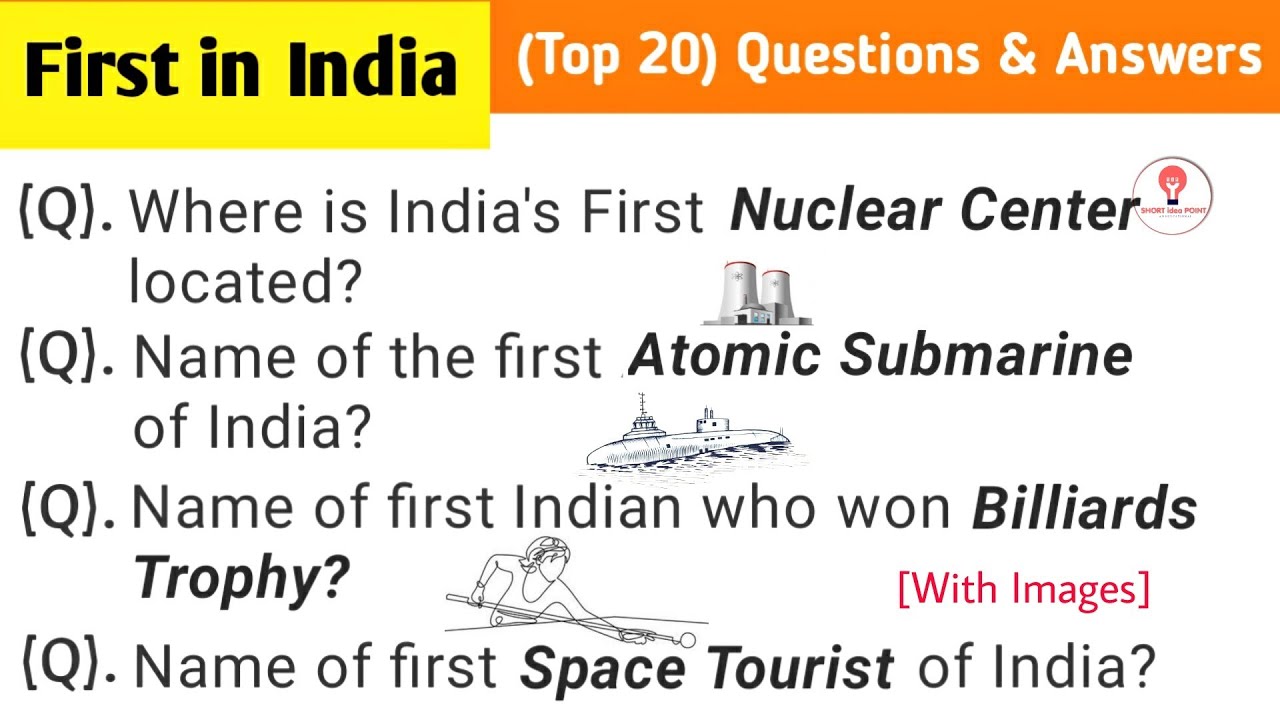 First in India GK Questions and Answers in English for Competitive ...