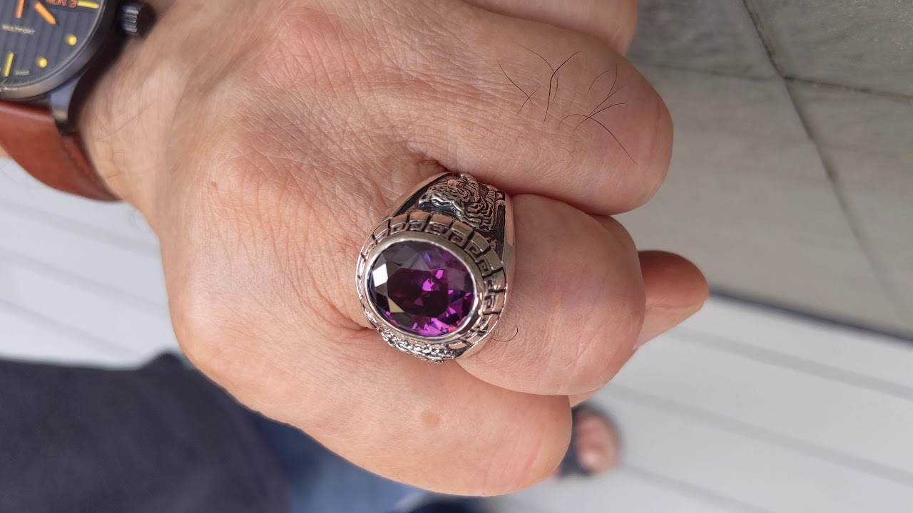 Purple Amethyst Japanese Dragon Mens Ring - YouTube