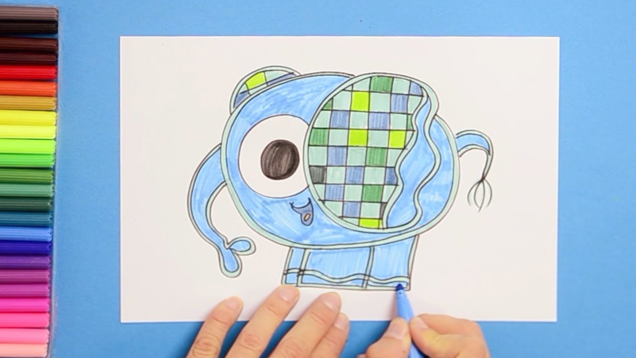 How to draw Patchwork Pals Elephant - YouTube