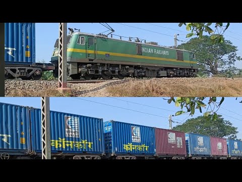 WAG9 ElECTRIC LOCO WITH DOUBLE STACK CONTAINER INDIAN RAILWAYS - YouTube