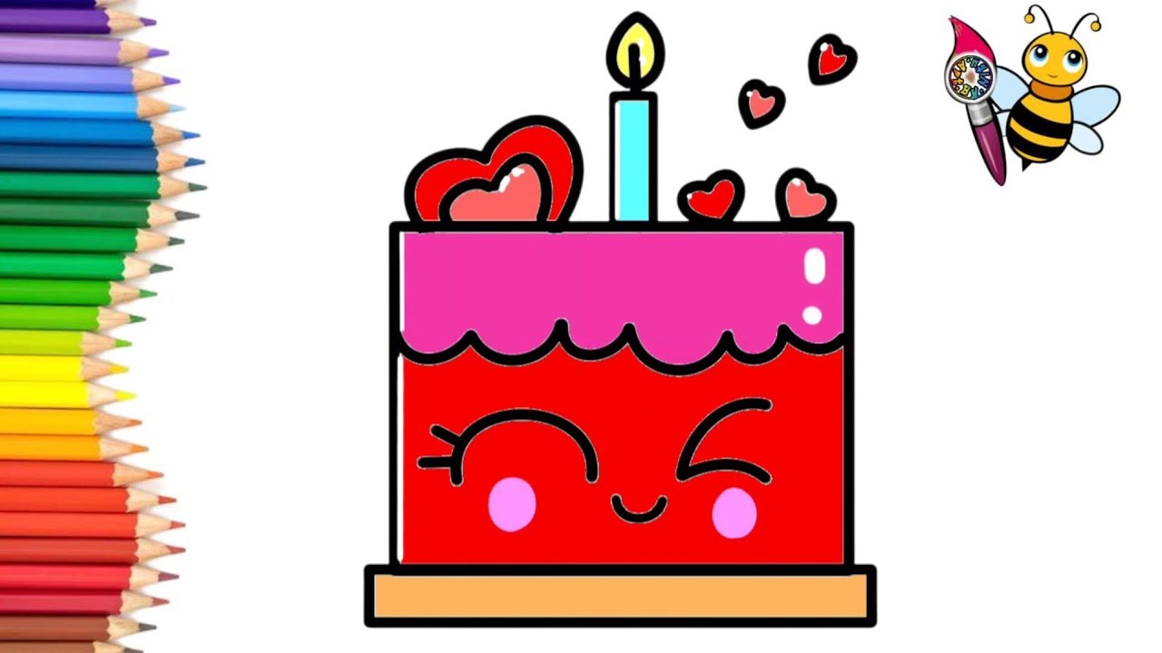 Red Velvet Cake Drawing, Painting and Coloring for Kids | How to Draw a ...