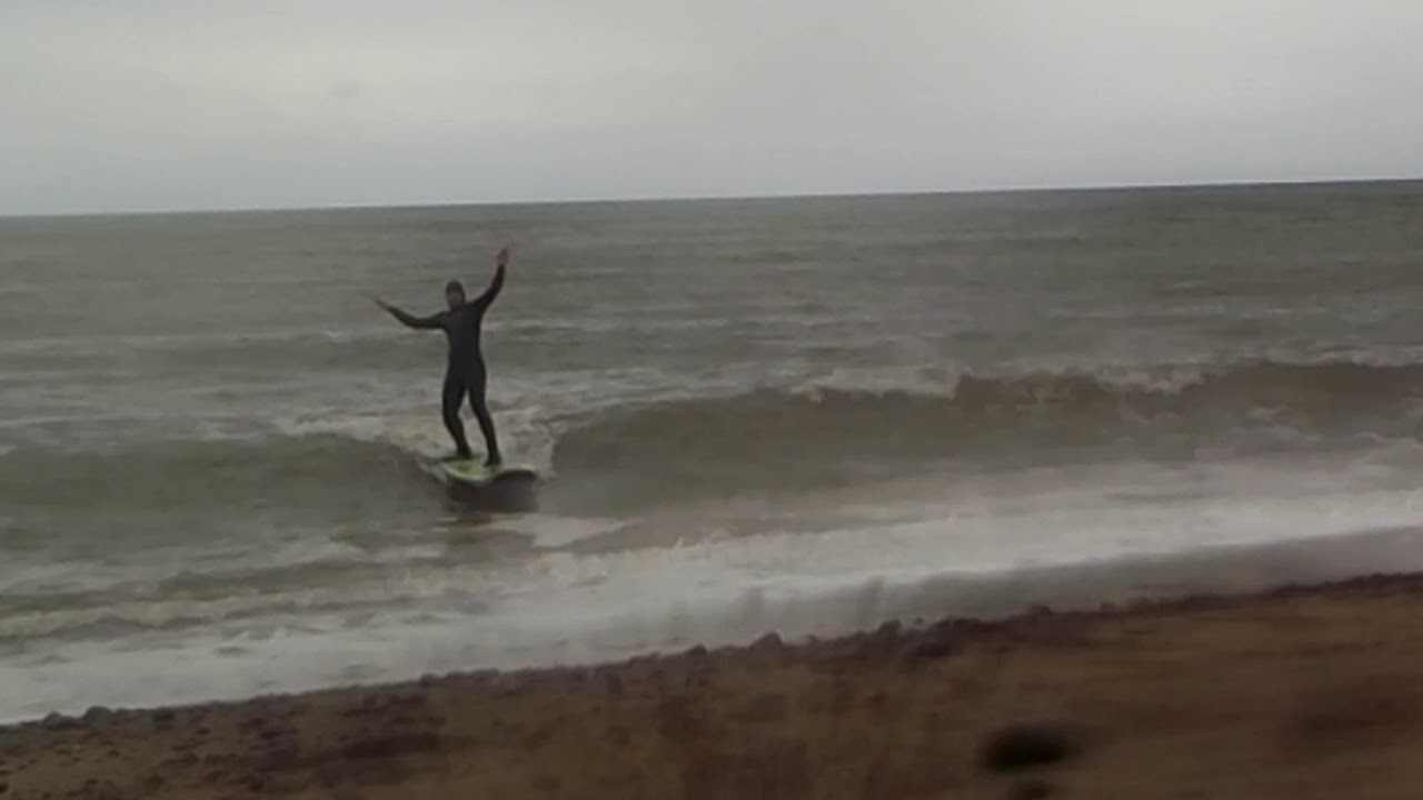 Surfing Fun waves in Bray beach, Ireland - YouTube