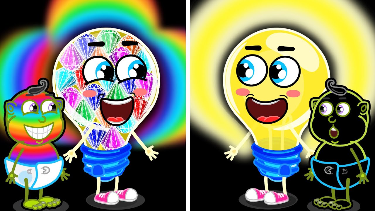 Lion Family 🍒 Talking Colorful Light Bulb vs Baby Orc | Cartoon for ...