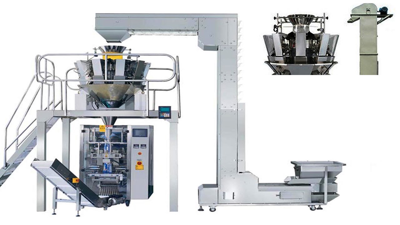 Large vertical multihead weighing packaging equipment with Z type ...