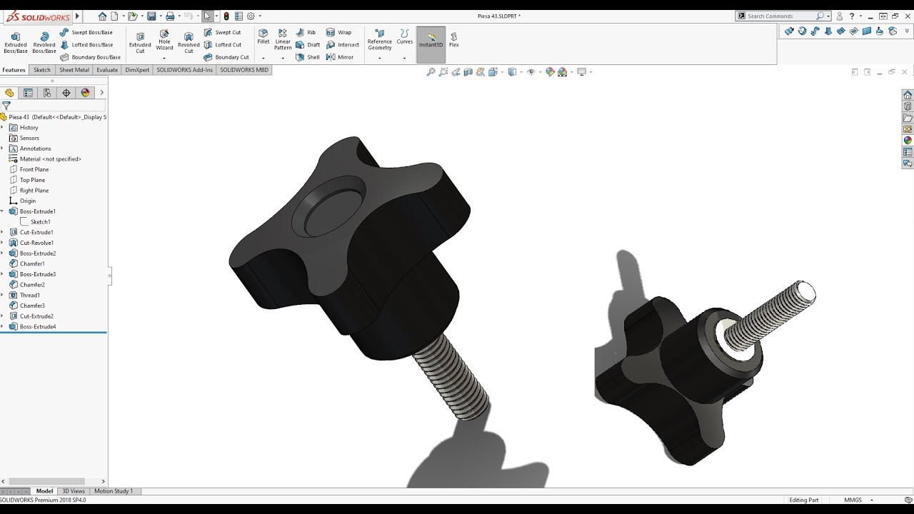 SolidWorks Tutorial 2020, Exercise nr. 43 Cross Handwheel! Learn from ...