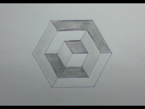Amatör Çizimler-Basit Çizimle Altıgen İçinde 3D Küp Çizimi-Bölüm 44