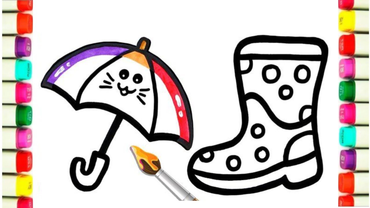 How To Draw A Colourfull Umbrella Drawing For Kids - YouTube