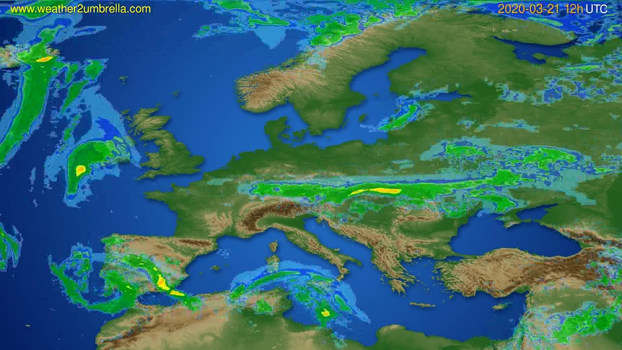 Radar forecast Europe // modelrun: 00h UTC 2020-03-21 - YouTube