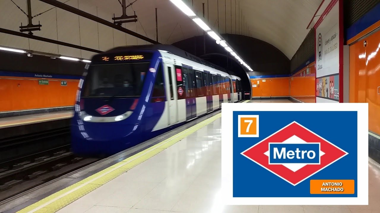 Metro de Madrid L7 - Serie 9000 entrando en Antonio Machado - YouTube