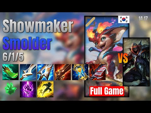 Showmaker Mid Smolder vs Zed lol KR solo rank Full Game 14.17 - YouTube
