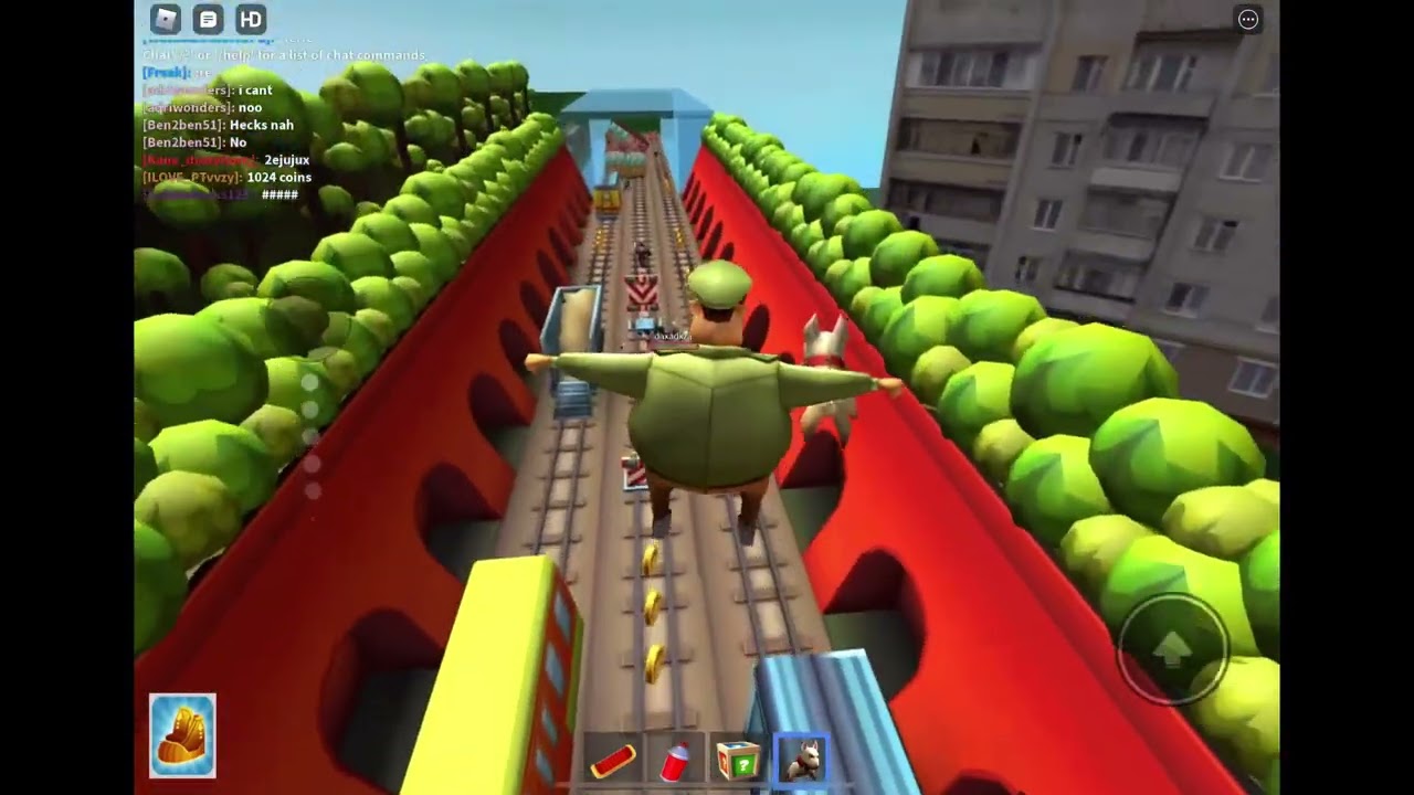 Playing subway surfer as fat guy - YouTube