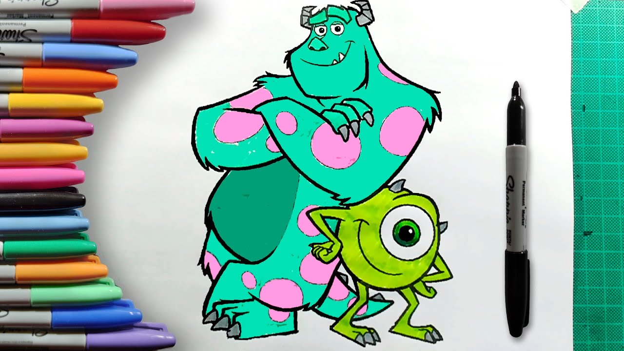 Cómo Dibujar y Colorear a Monstruos inc. Mike y Sulley Paso a Paso ...