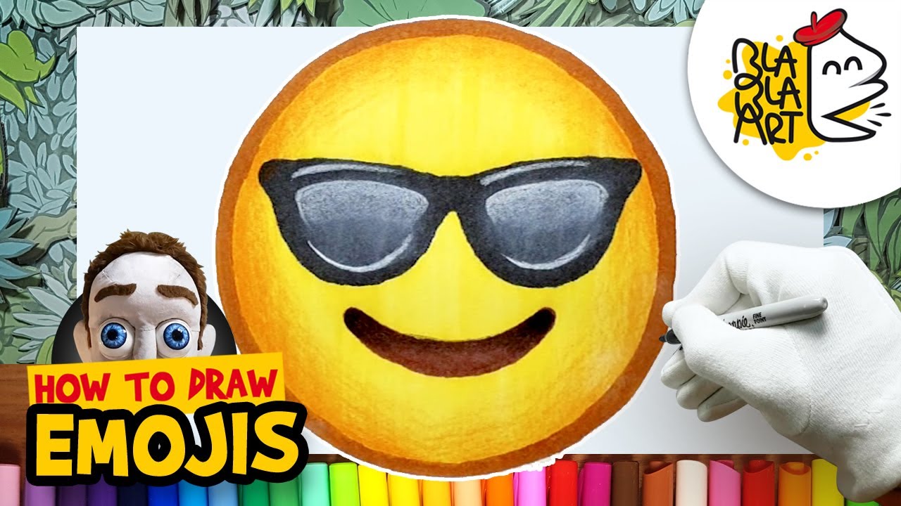 HOW TO DRAW THE COOL EMOJI | Beautiful Emoji Drawing Step by Step Easy ...