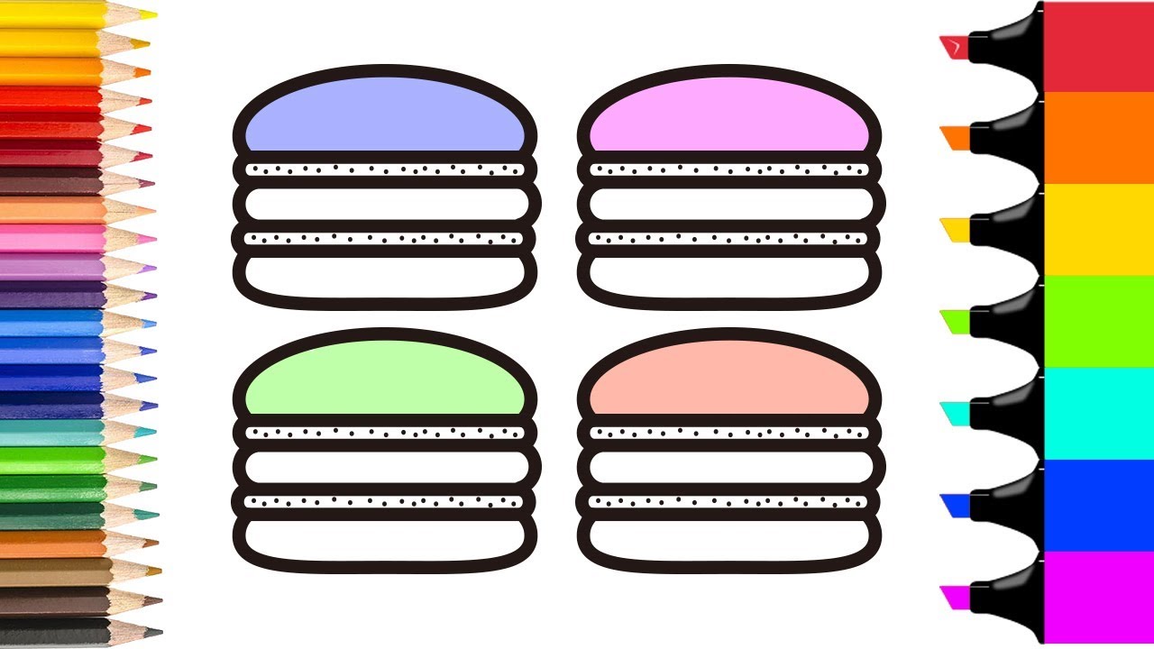 How to draw Macarons step by step Drawing desserts coloring pages - YouTube