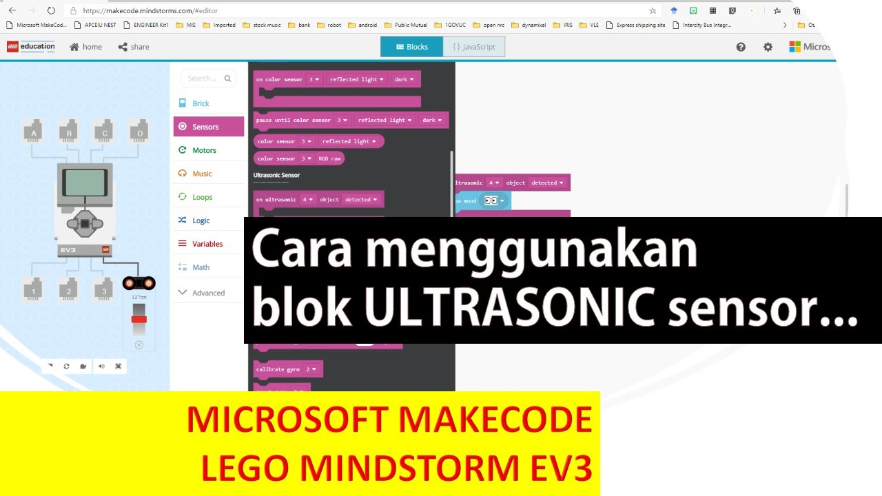 Lego Makecode Microsoft : Ultrasonic Sensor - YouTube