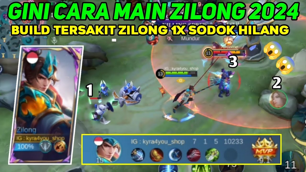 GINI CARA MAIN ZILONG 1X SODOK LANGSUNG BALIK BASE😱 + BUILD TERSAKIT ...