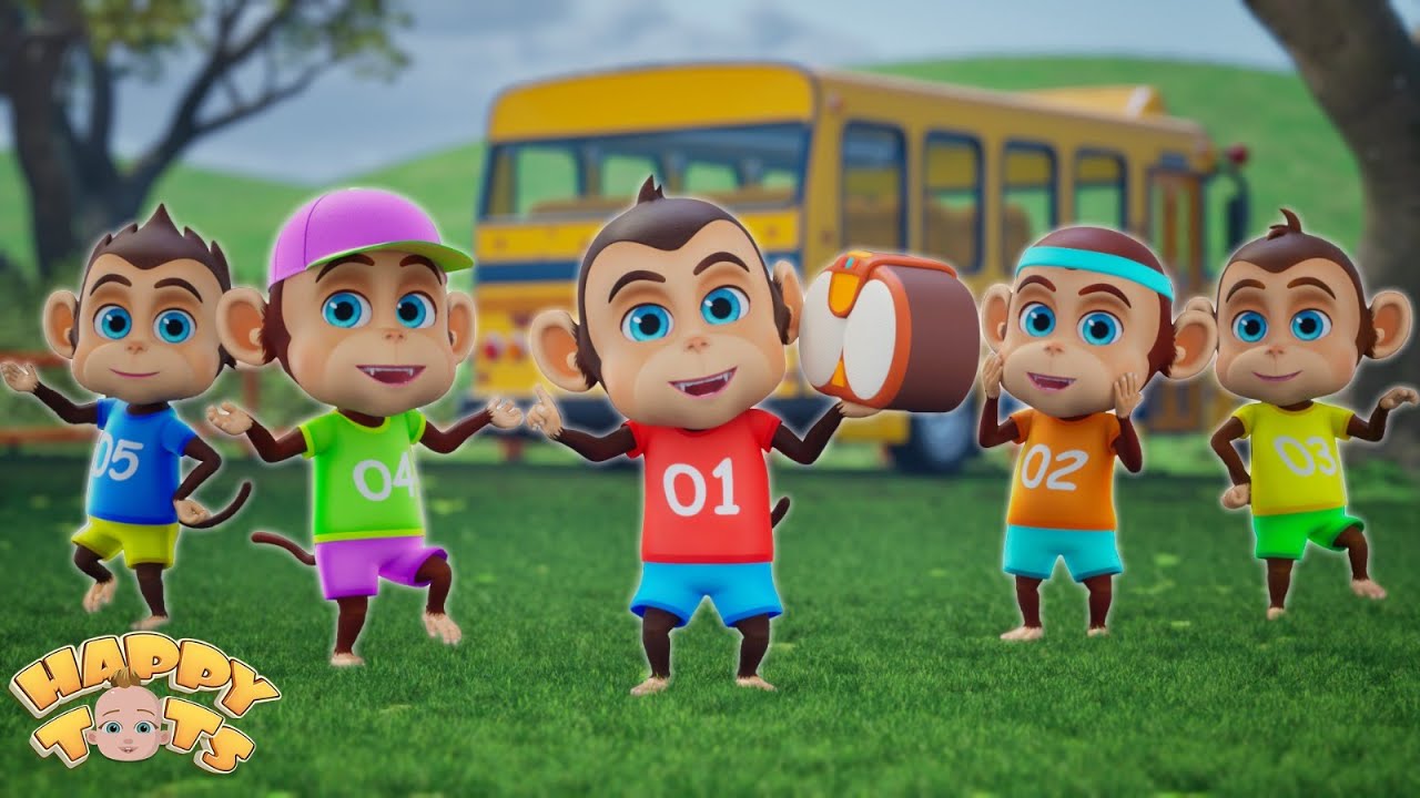 Five Little Monkeys + More Nursery Rhymes & Kids Songs | Happy Tots ...